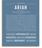 Ariah Personalized Name Meaning Art Prints – Name Stories