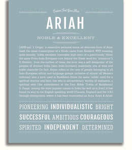 Ariah (male) | Name Art Print – Name Stories