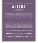 Ariana Personalized Name Meaning Art Prints – Name Stories