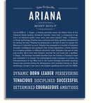 Ariana Personalized Name Meaning Art Prints – Name Stories