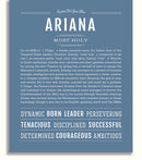 Ariana Personalized Name Meaning Art Prints – Name Stories