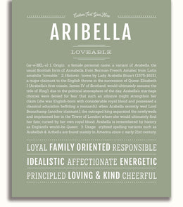 Aribella Personalized Name Meaning Art Prints – Name Stories