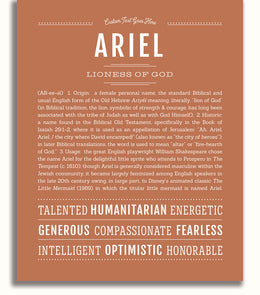 Ariel Personalized Name Meaning Art Prints – Name Stories