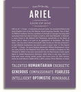 Ariel Personalized Name Meaning Art Prints – Name Stories
