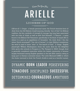 Arielle Personalized Name Meaning Art Prints – Name Stories