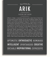 Arik Personalized Name Meaning Art Prints – Name Stories