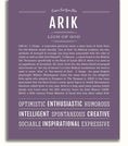 Arik Personalized Name Meaning Art Prints – Name Stories
