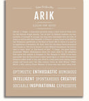 Arik Personalized Name Meaning Art Prints – Name Stories