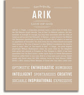 Arik Personalized Name Meaning Art Prints – Name Stories