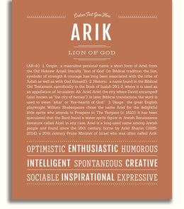 Arik Personalized Name Meaning Art Prints – Name Stories
