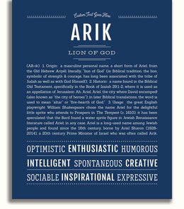 Arik Personalized Name Meaning Art Prints – Name Stories