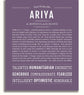Ariya Personalized Name Meaning Art Prints – Name Stories