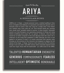 Ariya | Name Art Print – Name Stories