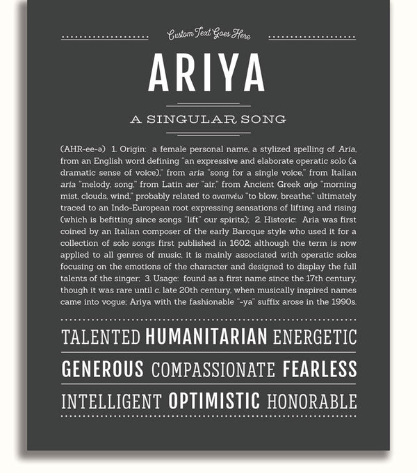 Ariya | Name Art Print - Personalized Custom Gifts – Name Stories
