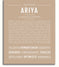 Ariya | Name Art Print – Name Stories