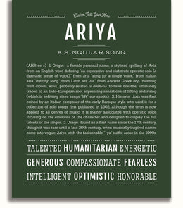 Ariya | Name Art Print – Name Stories
