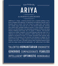 Ariya Personalized Name Meaning Art Prints – Name Stories