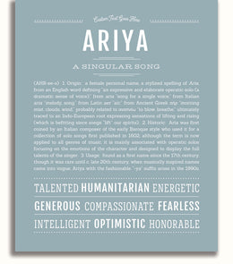 Ariya | Name Art Print – Name Stories