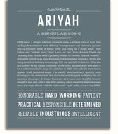 Ariyah Personalized Name Meaning Art Prints – Name Stories