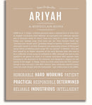 Ariyah Personalized Name Meaning Art Prints – Name Stories
