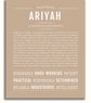Ariyah Personalized Name Meaning Art Prints – Name Stories