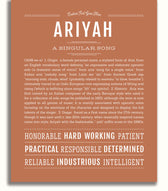 Ariyah Personalized Name Meaning Art Prints – Name Stories