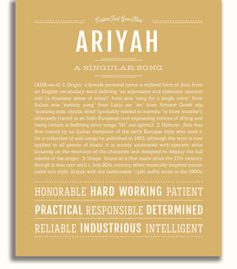 Ariyah | Name Art Print – Name Stories