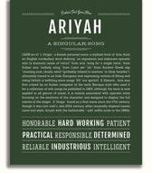 Ariyah Personalized Name Meaning Art Prints – Name Stories