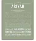 Ariyah | Name Art Print – Name Stories