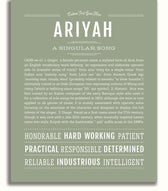 Ariyah Personalized Name Meaning Art Prints – Name Stories