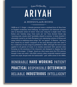 Ariyah Personalized Name Meaning Art Prints – Name Stories