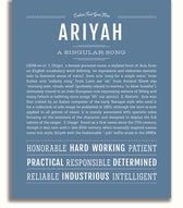 Ariyah Personalized Name Meaning Art Prints – Name Stories