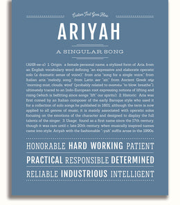 Ariyah Personalized Name Meaning Art Prints – Name Stories