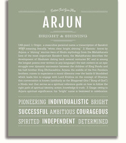 Arjun Personalized Name Meaning Art Prints – Name Stories