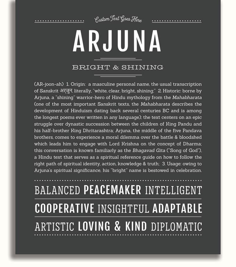 Arjuna Personalized Name Meaning Art Prints – Name Stories