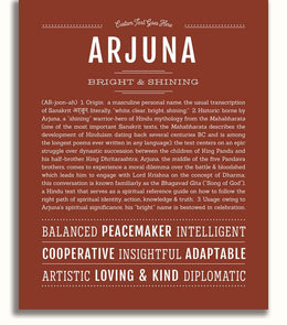 Arjuna Personalized Name Meaning Art Prints – Name Stories