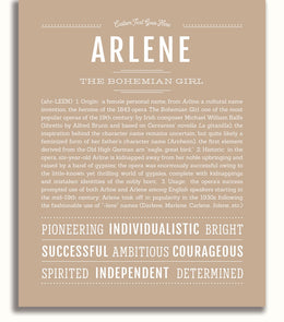 Arlene Personalized Name Meaning Art Prints – Name Stories