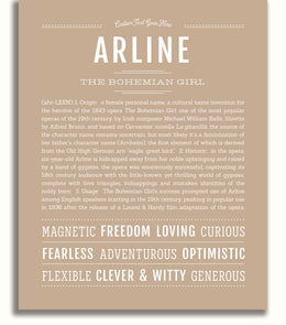 Arline Personalized Name Meaning Art Prints – Name Stories