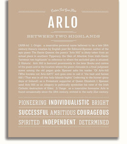 Arlo Personalized Name Meaning Art Prints – Name Stories
