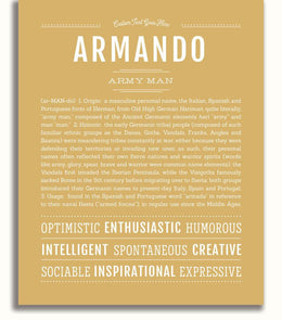 Armando Personalized Name Meaning Art Prints – Name Stories