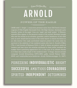 Arnold Personalized Name Meaning Art Prints – Name Stories