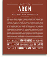 Aron Personalized Name Meaning Art Prints – Name Stories