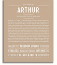 Arthur Personalized Name Meaning Art Prints – Name Stories
