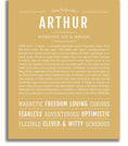 Arthur Personalized Name Meaning Art Prints – Name Stories
