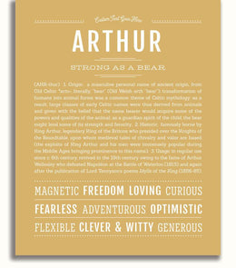 Arthur Personalized Name Meaning Art Prints – Name Stories