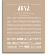 Arya | Name Art Print – Name Stories