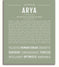 Arya Personalized Name Meaning Art Prints – Name Stories