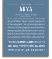 Arya | Name Art Print – Name Stories