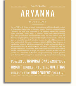 Aryanna | Name Art Print – Name Stories