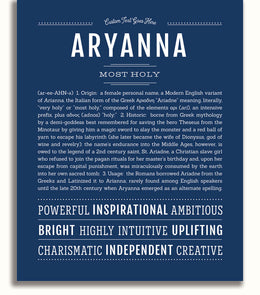 Aryanna | Name Art Print – Name Stories